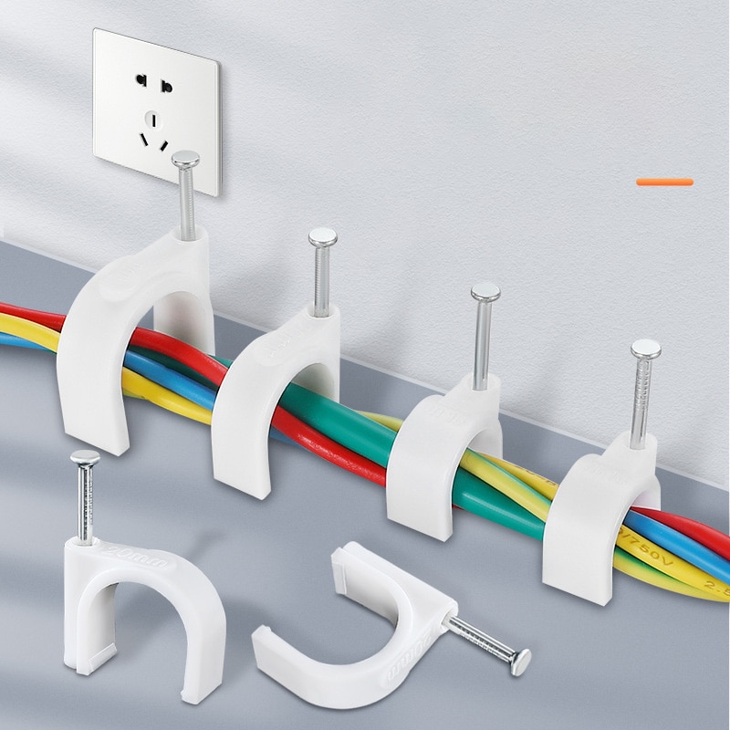 Set 100 buc agrafe prindere cabluri, Polietilena, Alb - eMAG.ro