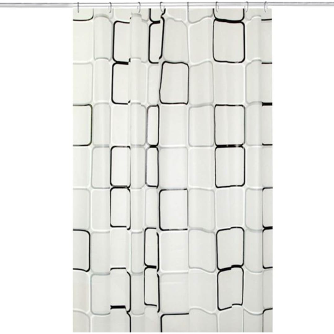 Perdea pentru dus sau cada, cu 12 inele incluse, fixare pe bare, alb ...