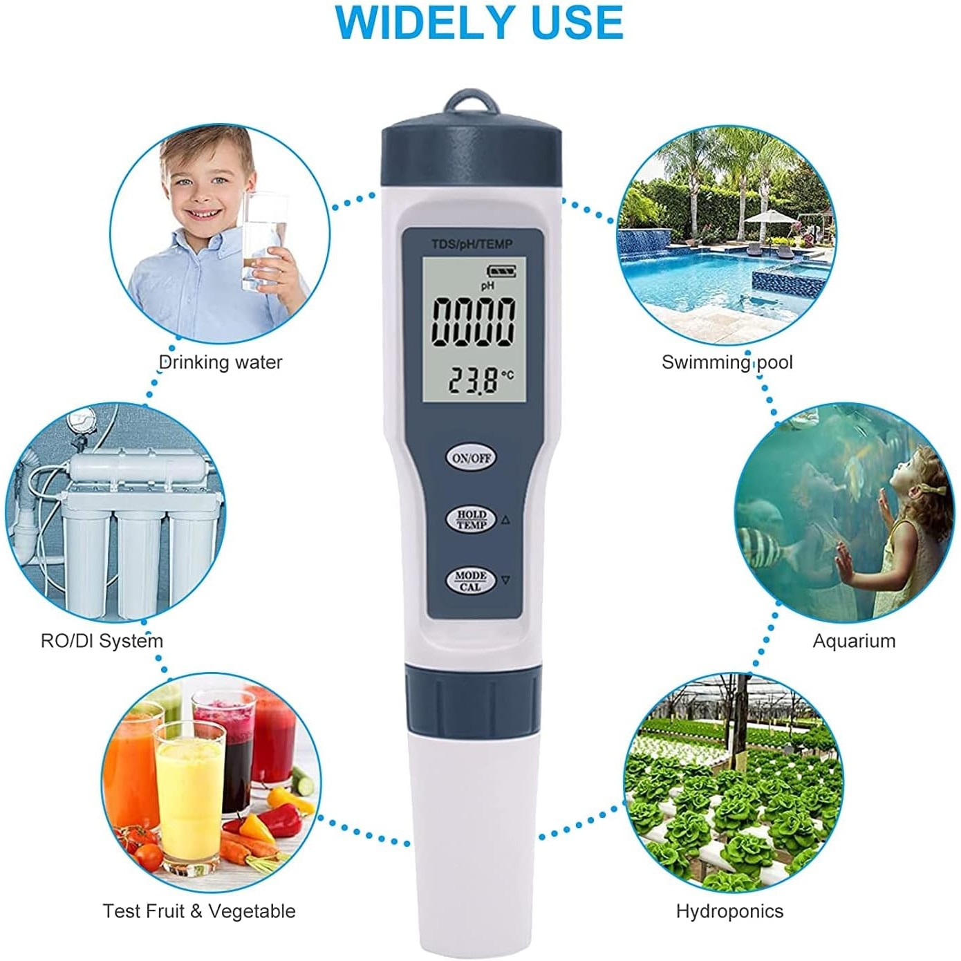 Tester duritate apa, 3in1, Afisaj LCD, Alb/Gri - eMAG.ro
