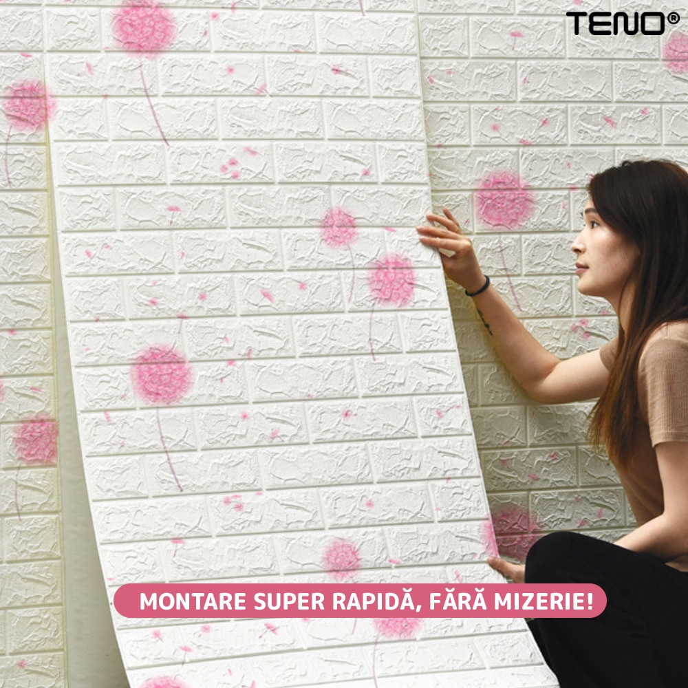 Set 10x Tapet Caramida 3D Teno®, model Flori, suprafata acoperire 5.3 ...