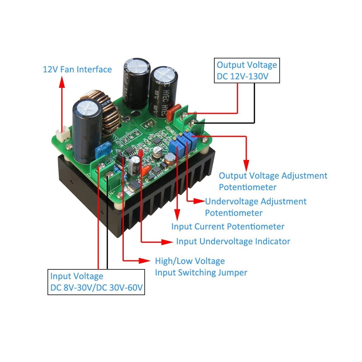 Modul ridicator tensiune step-up, tensiune si curent reglabil 900W - eMAG.ro