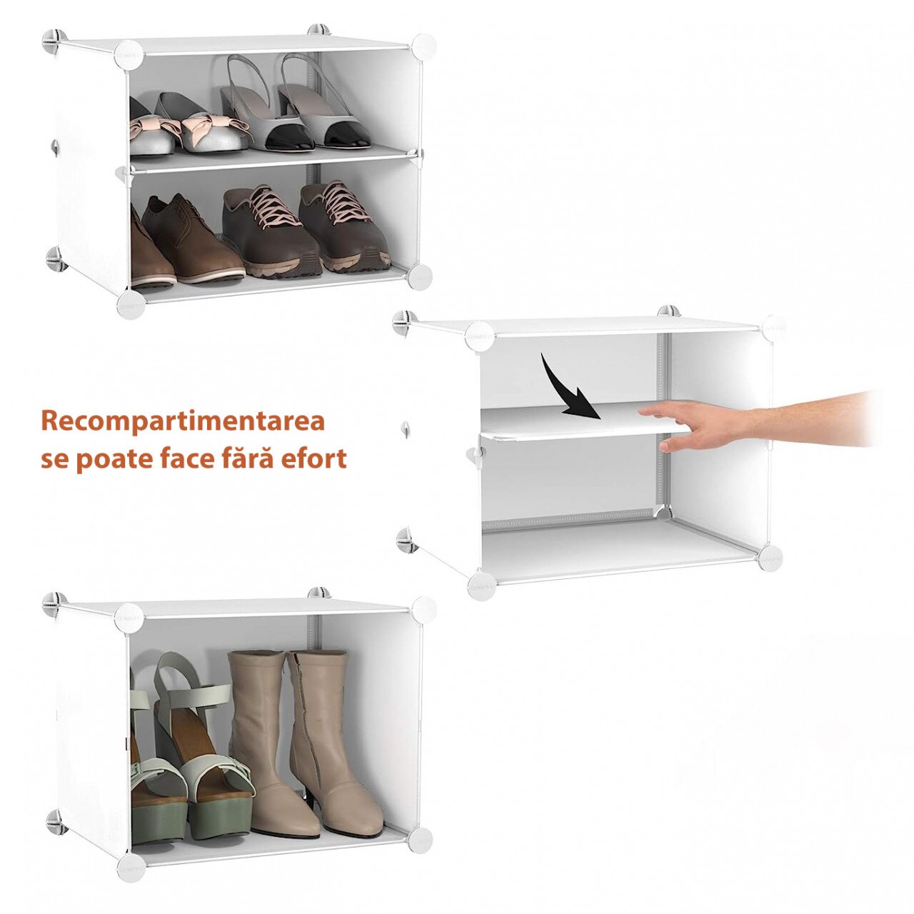 Raft modular cu 8 compartimente, 85x32x125 cm, alb - eMAG.ro
