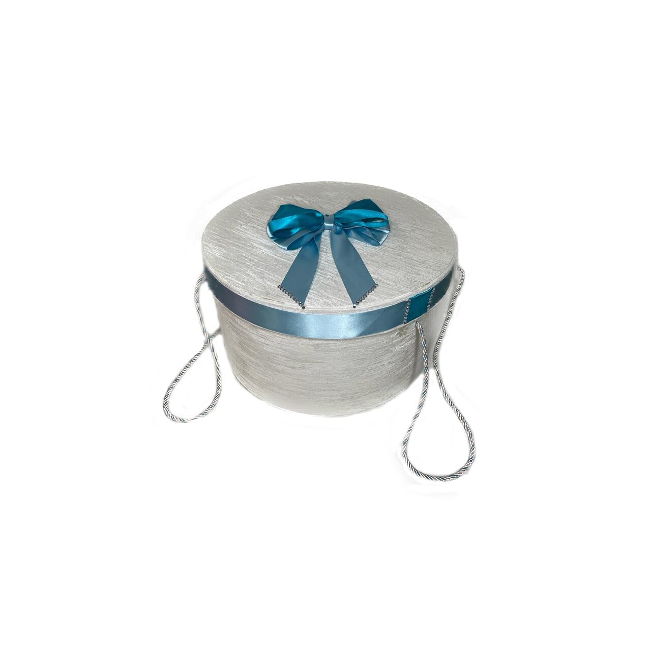 Cufar botez, alb si albastru cu fundita, diametru 37 cm - eMAG.ro