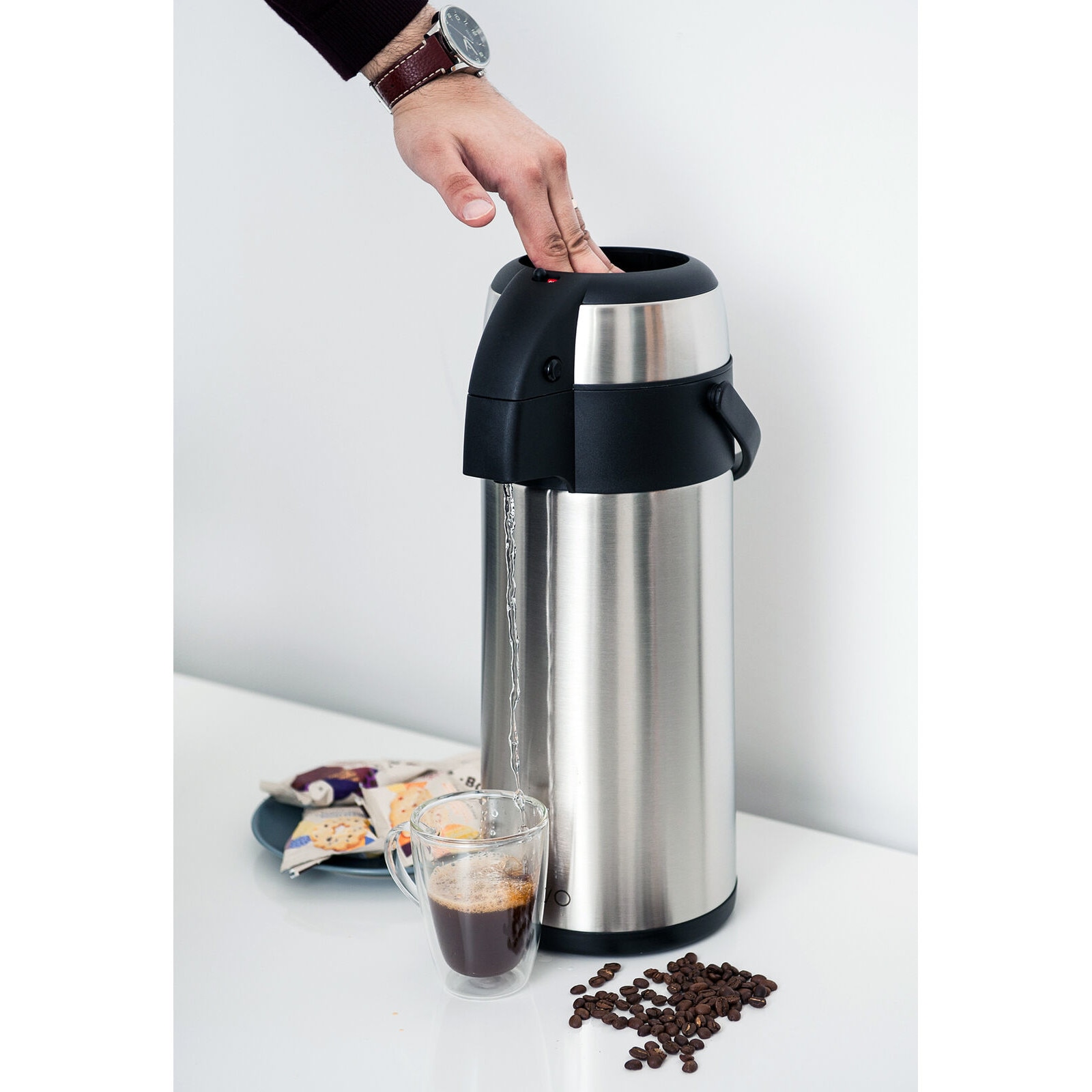 Termos ALWAYS inox interior si exterior cu pompa 3L - eMAG.ro