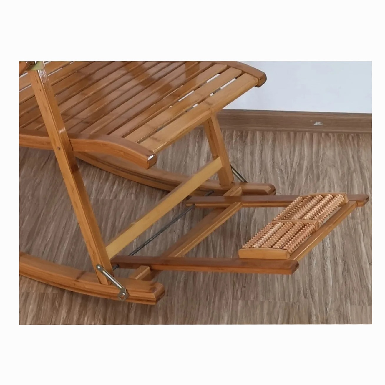 Set fotoliu balansoar si masa pliabila din bambus, culoare natur, ideal ...