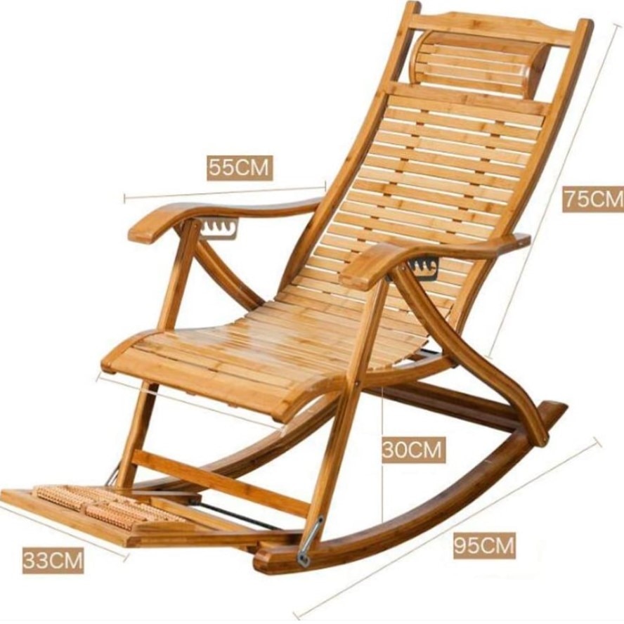Set fotoliu balansoar si masa pliabila din bambus, culoare natur, ideal ...