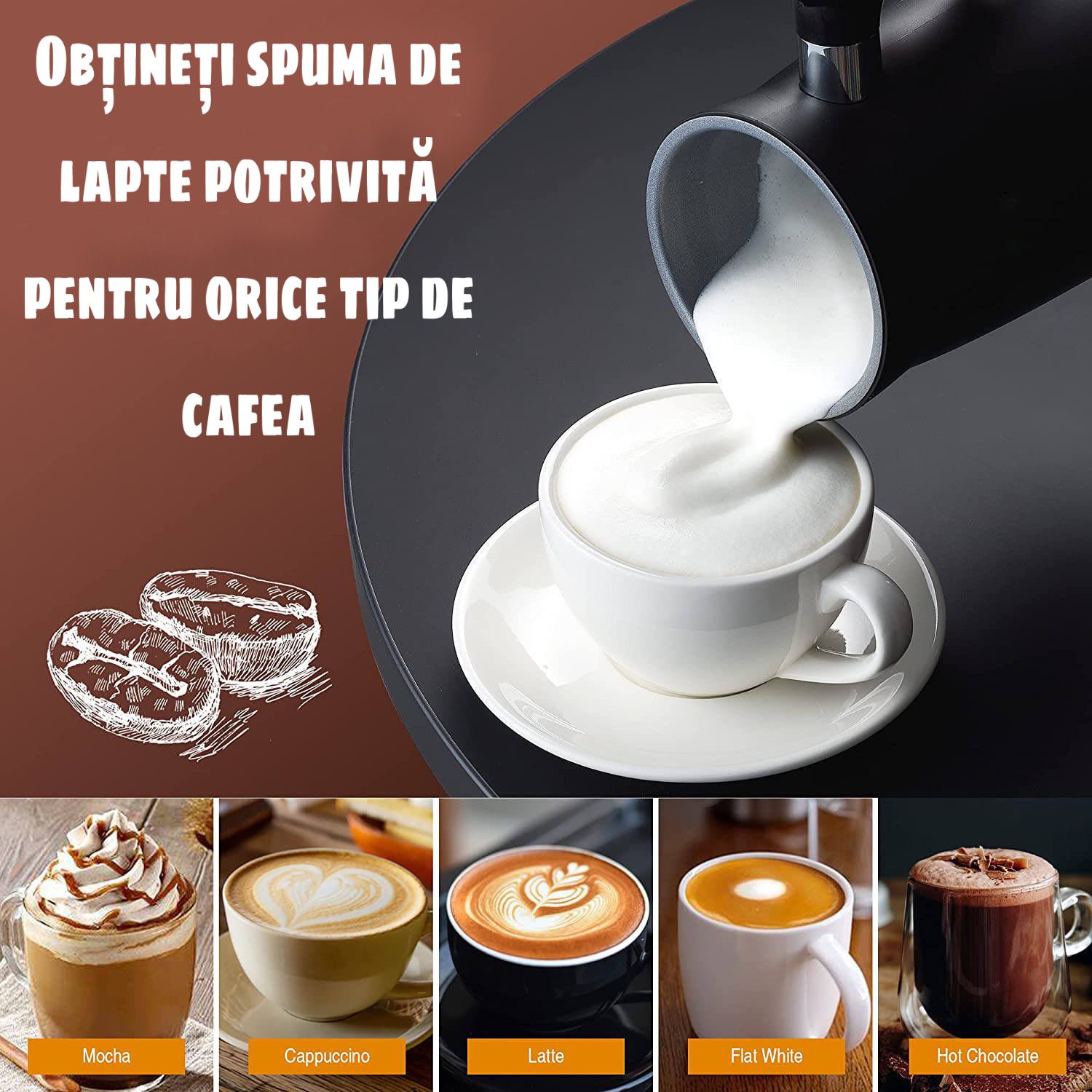 Aparat automat pentru spuma de lapte 4 in 1 InaLuxAli, capacitate 350ml ...