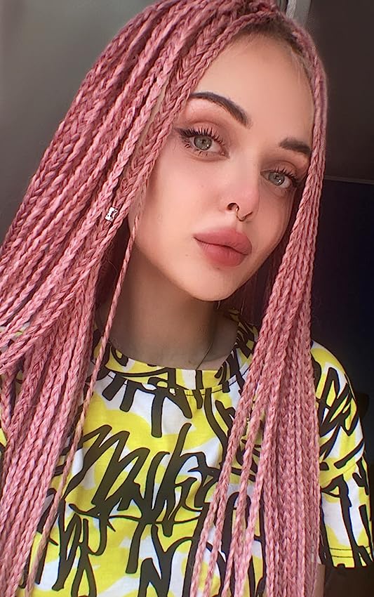 Extensie de par sintetic pentru impletituri, Zola®, roz somon, 60 cm ...