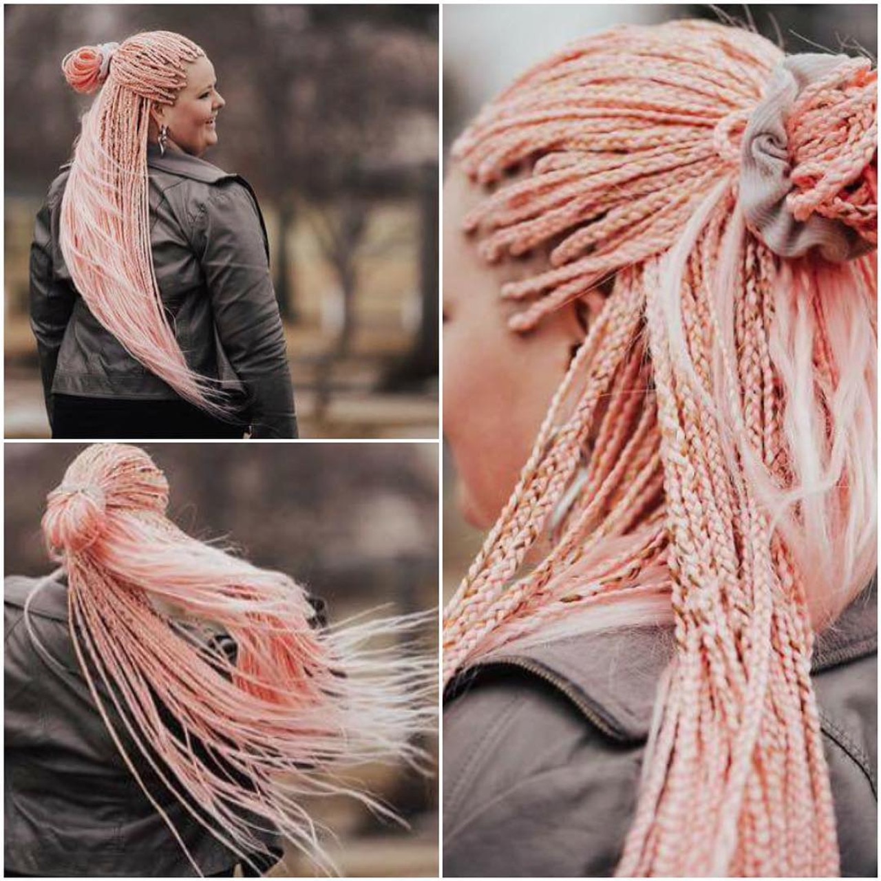 Extensie de par sintetic pentru impletituri, Zola®, roz somon, 60 cm ...