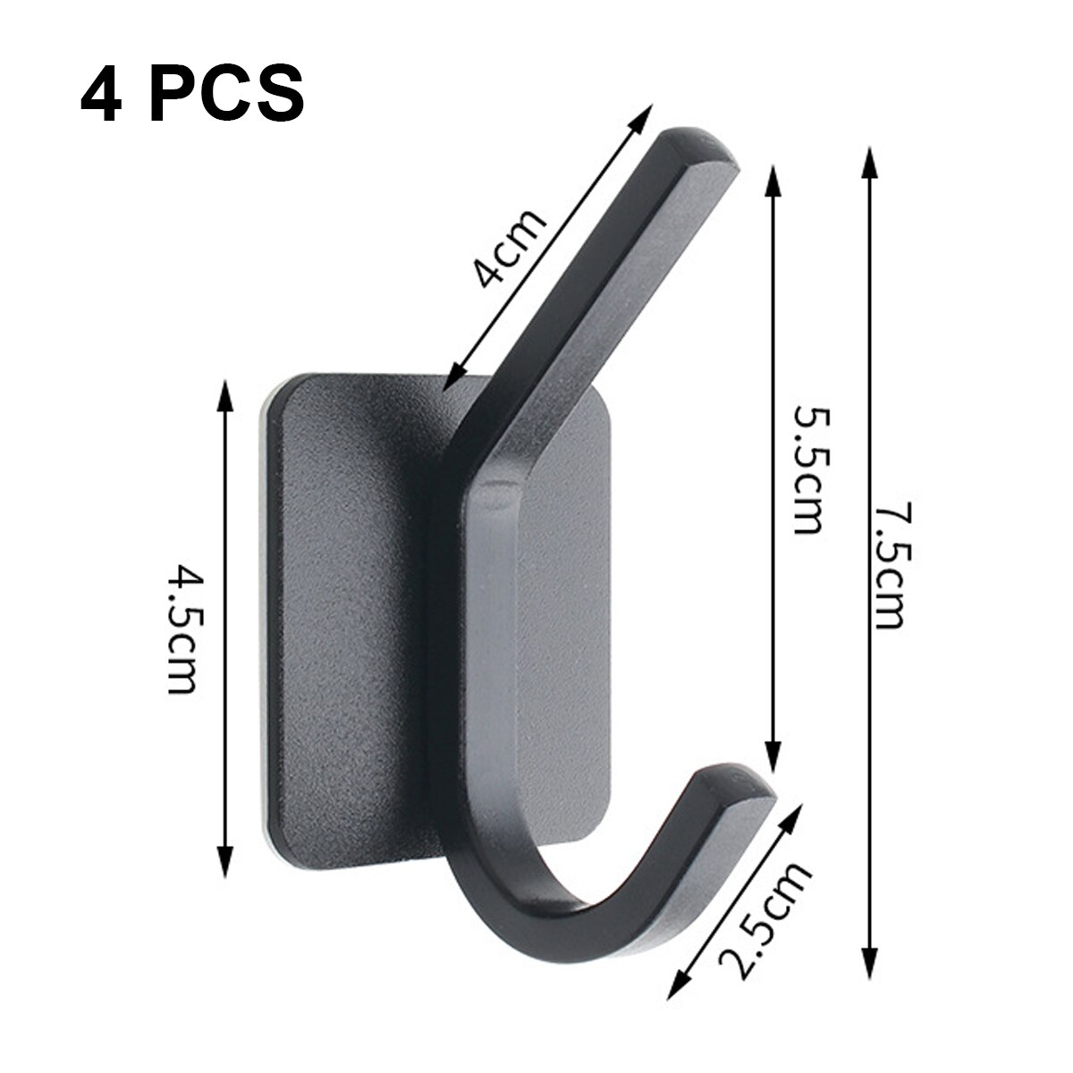 Set 4 carlige adezive pentru prosoape, Aluminiu/Otel, Negru - eMAG.ro