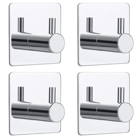Set 4 carlige pentru prosoape, Inox, 4.5x4.5x3.5cm, Argintiu - eMAG.ro