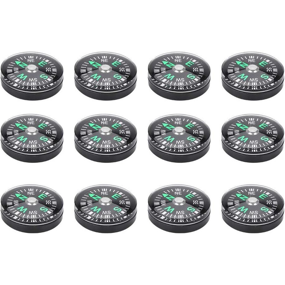 Set 12 mini busole, Plastic, Negru - eMAG.ro