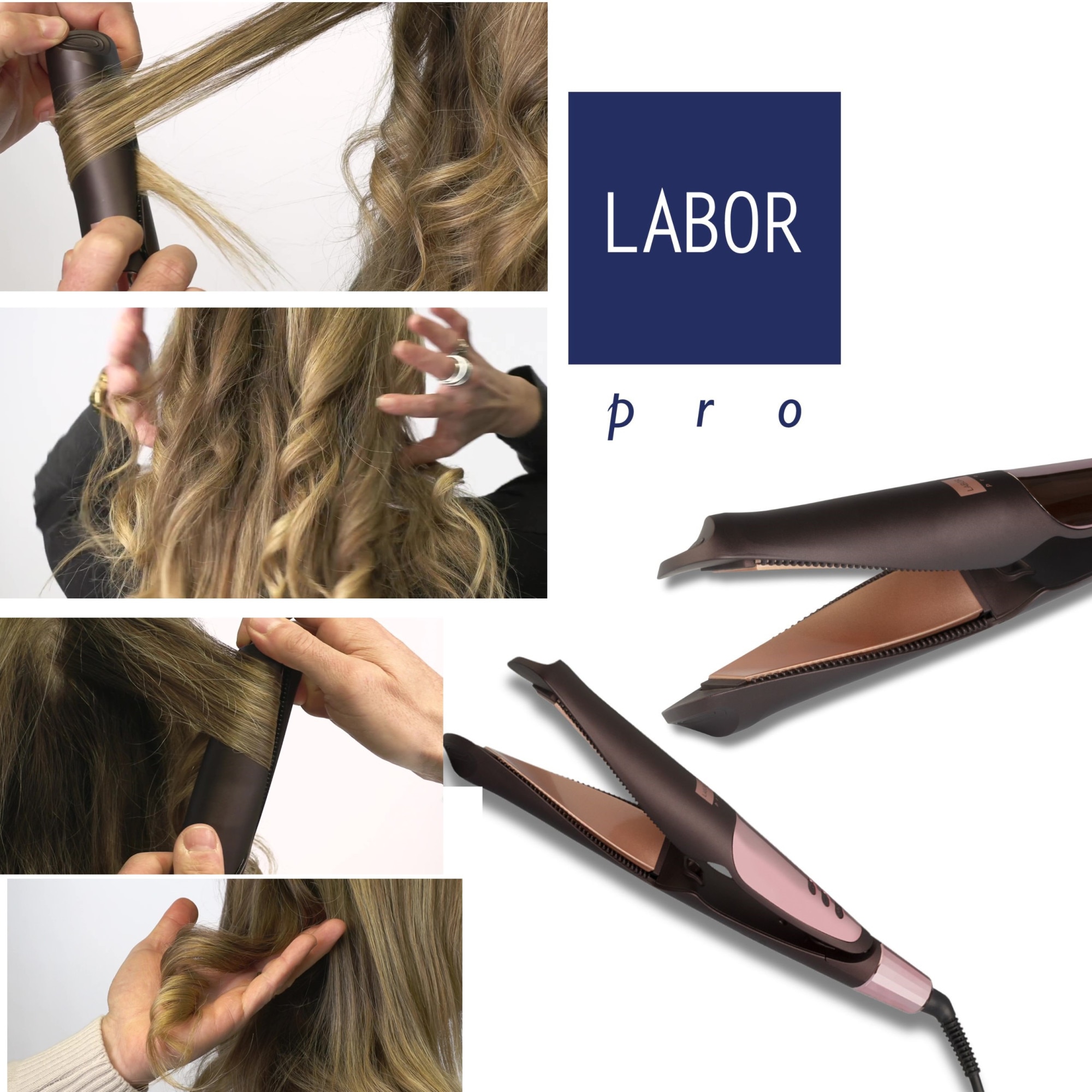 Placa de ondulat parul, LABOR PRO, 150-230°C, 27x100mm, Turmalina, Maro ...