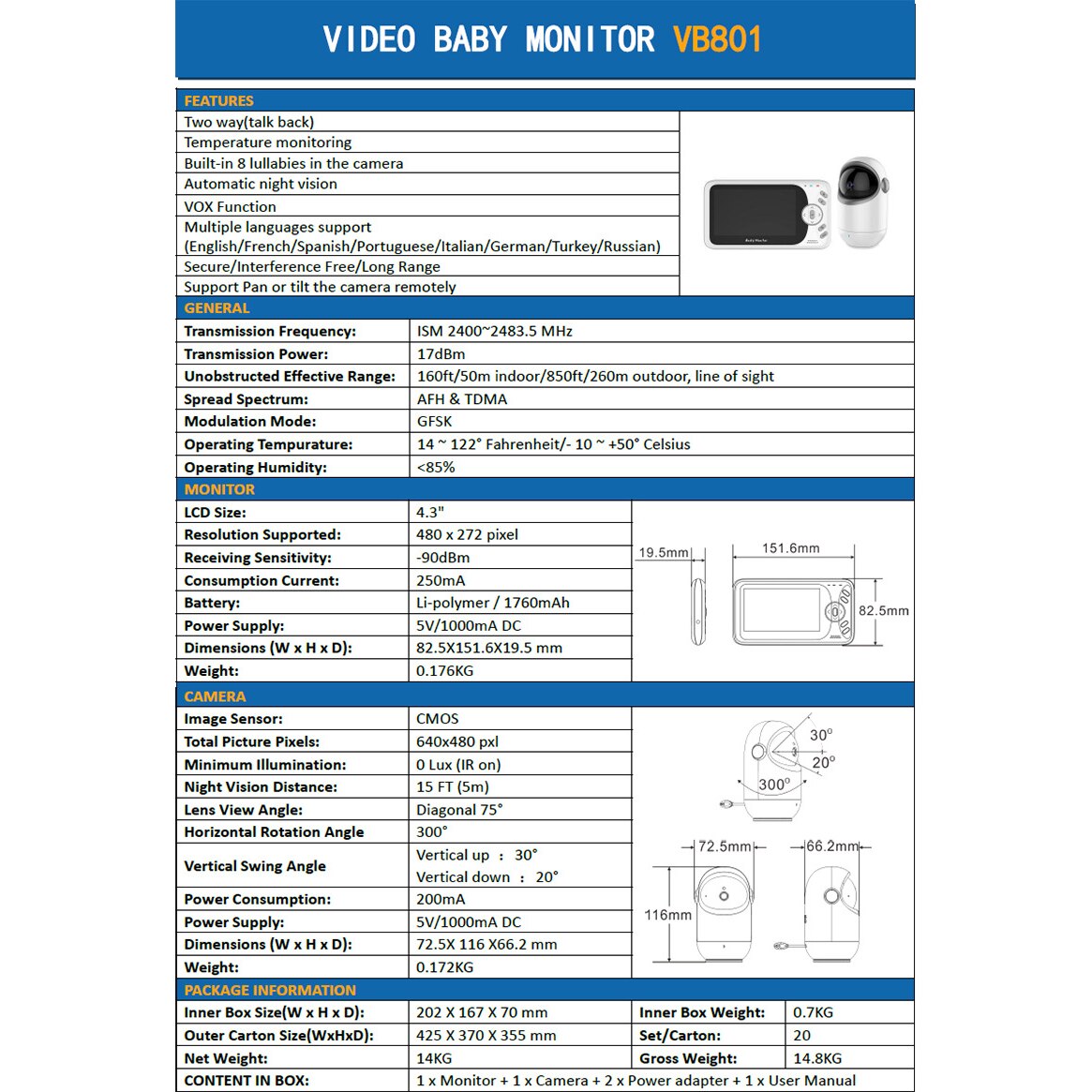 Baby Monitor si Camera Audio-Video Wireless Pentru Supraveghere Bebe ...