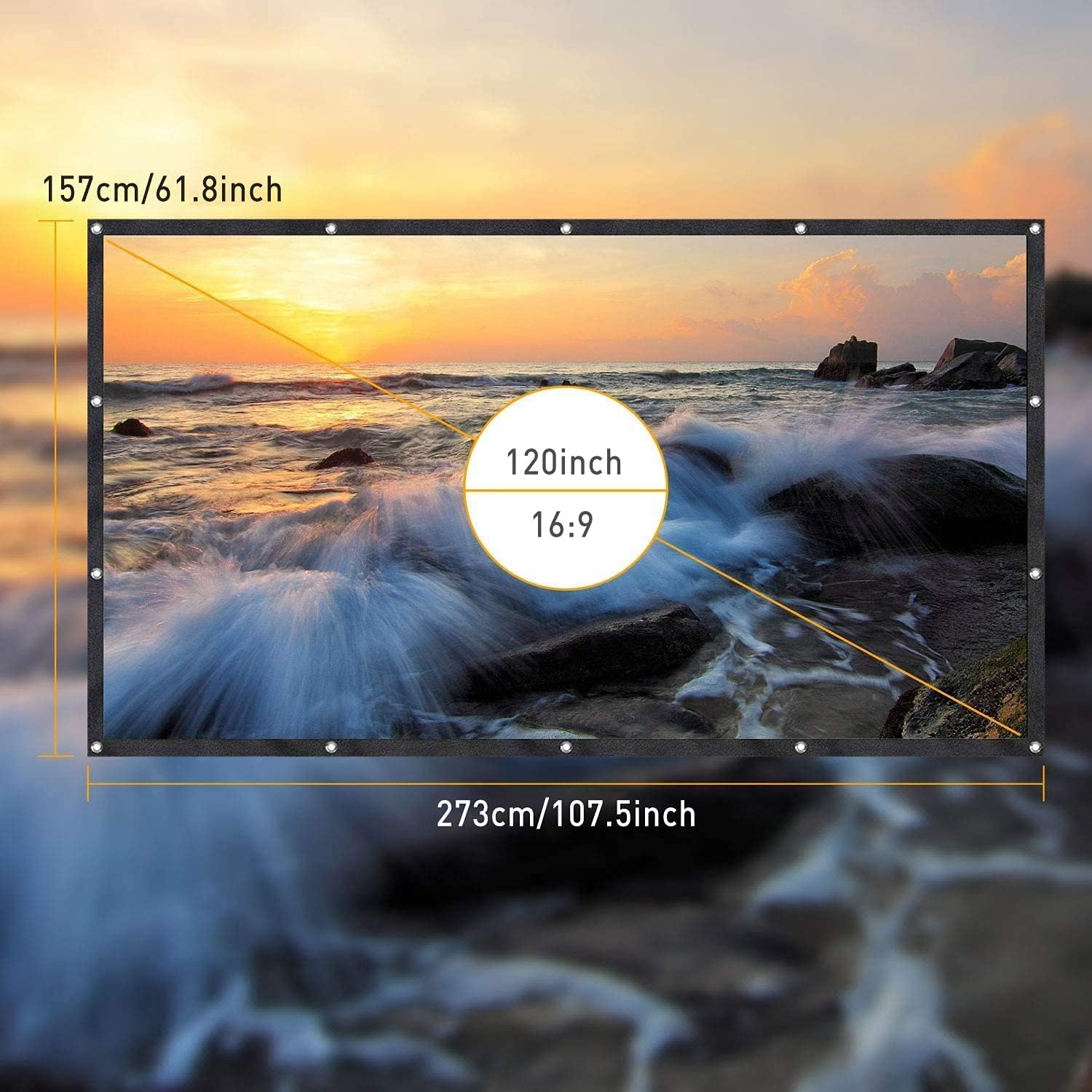 Ecran proiector portabil, Poliester, Pliabil, 16:9, NIERBO®, 120'', Alb ...