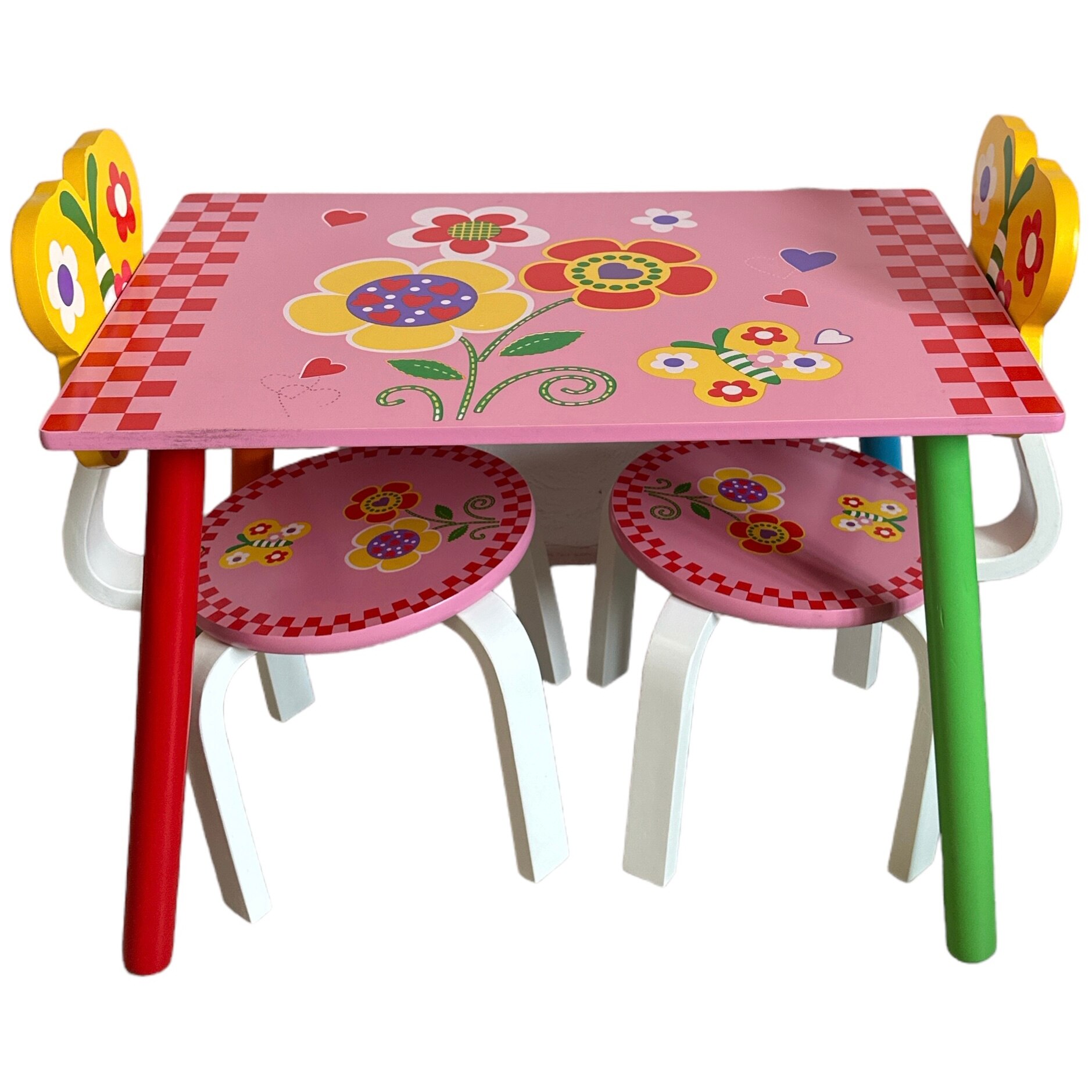 Set Masuta si 2 scaune, pentru copii, model fluture - eMAG.ro