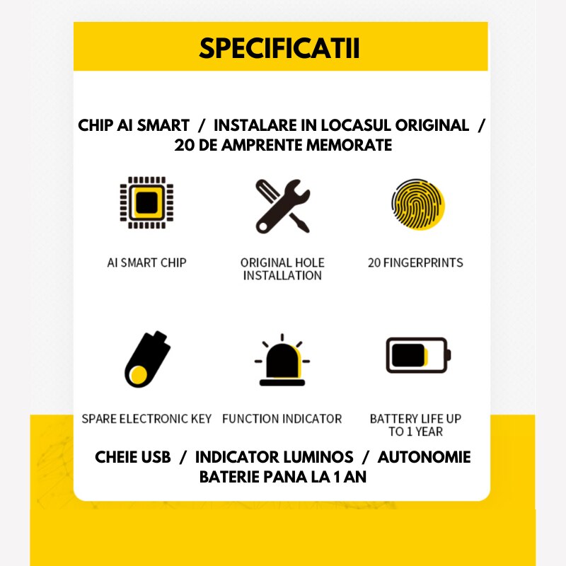 Incuietoare cu amprenta pentru birou, LOONATIQ, Inteligenta, Digitala ...