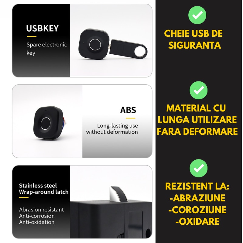Incuietoare cu amprenta pentru birou, LOONATIQ, Inteligenta, Digitala ...