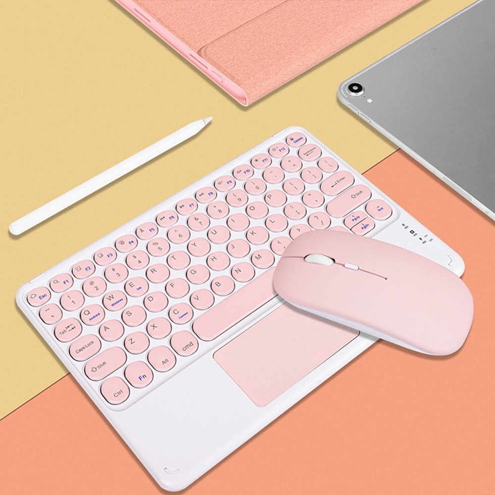 Tastatura Bluetooth, Mouse, Set de touchpad, Metal/ABS, Roz - eMAG.ro