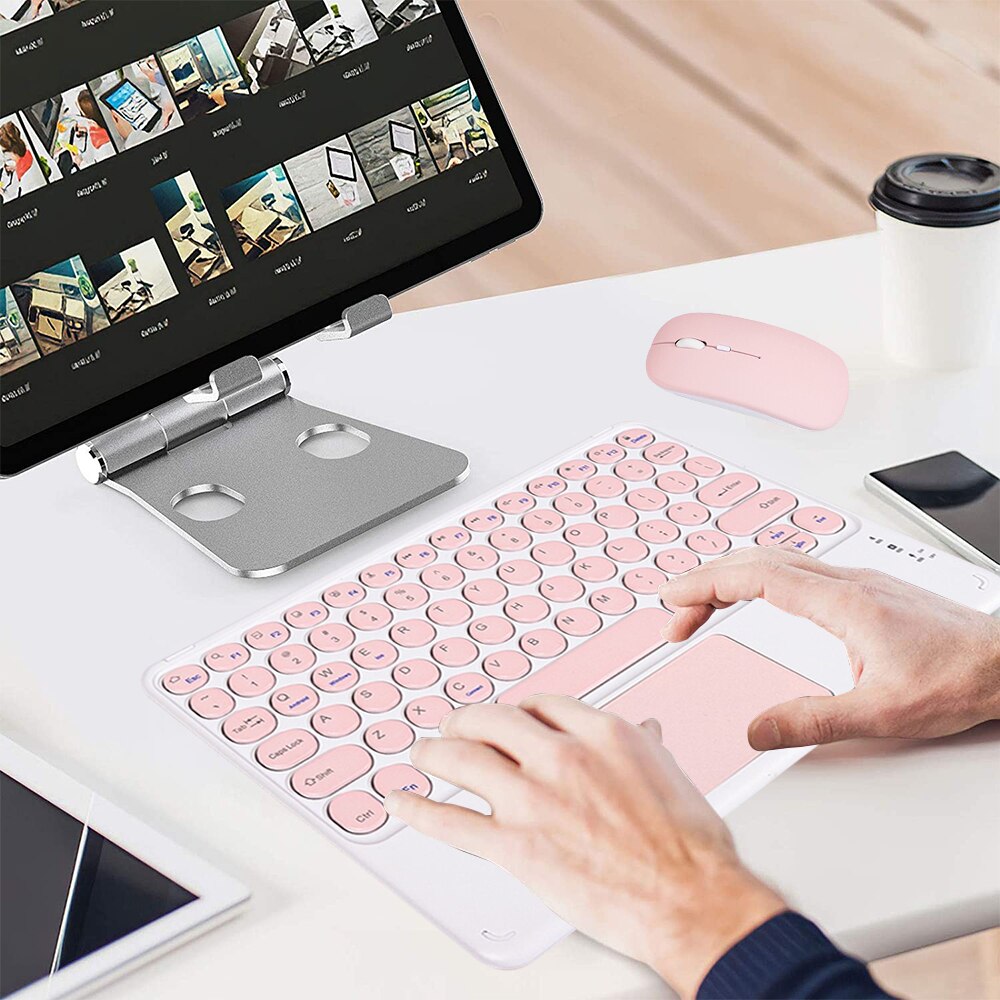 Tastatura Bluetooth, Mouse, Set de touchpad, Metal/ABS, Roz - eMAG.ro