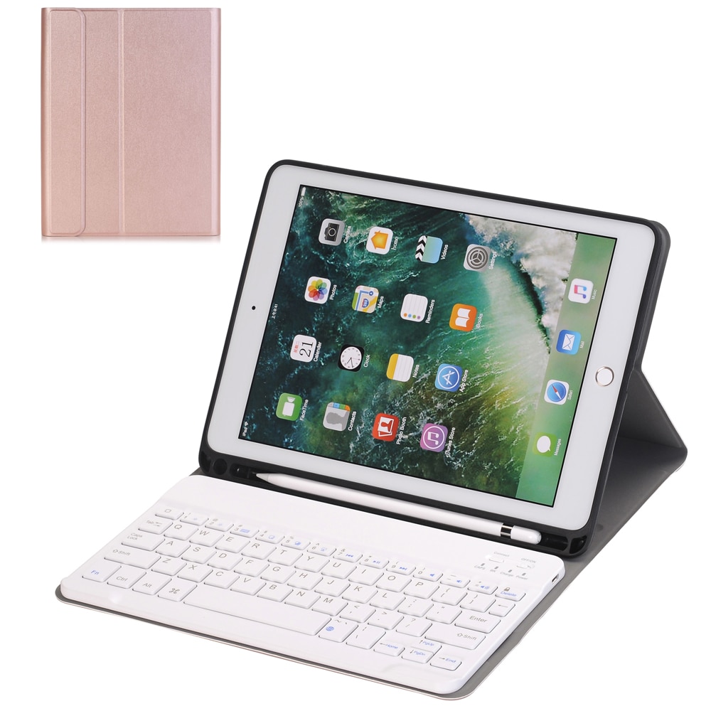 Tastatura tableta cu husa pentru iPad, Poliuretan/ABS, Roz - eMAG.ro