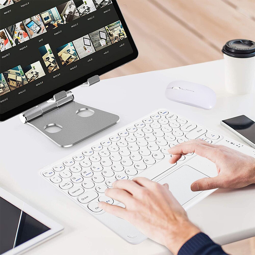 Tastatura Bluetooth, Cu Mouse, Touchpad, Alb - eMAG.ro