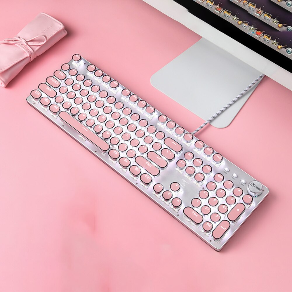 Tastatura mecanica gaming, LED, Roz/Alb - eMAG.ro