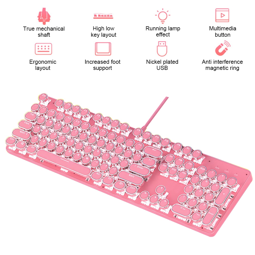 Tastatura gaming cu fir, LED, Roz - eMAG.ro
