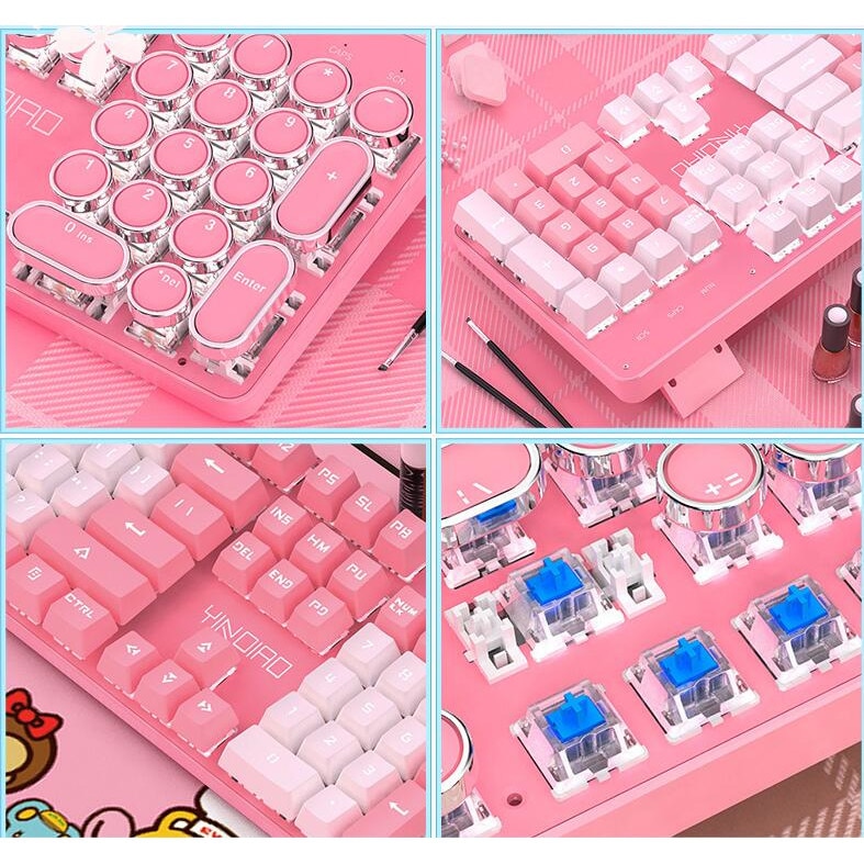 Tastatura mecanica, RGB, Roz/Alb - eMAG.ro