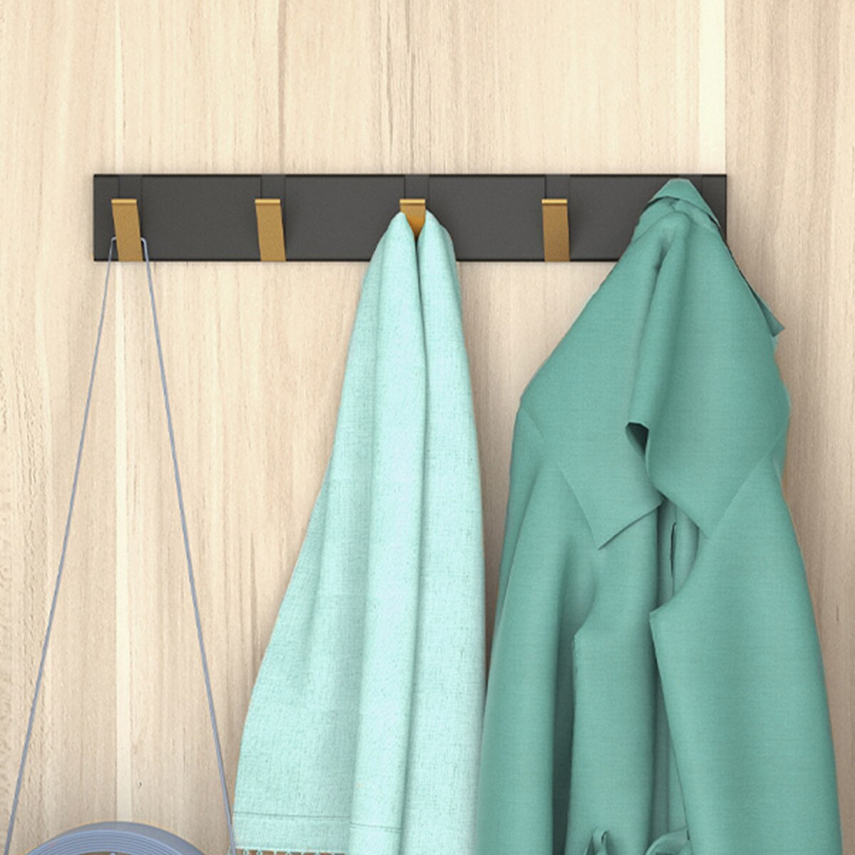 Cuier pliabil, Aluminiu, Cu 4 carlige, Auriu/Negru - eMAG.ro