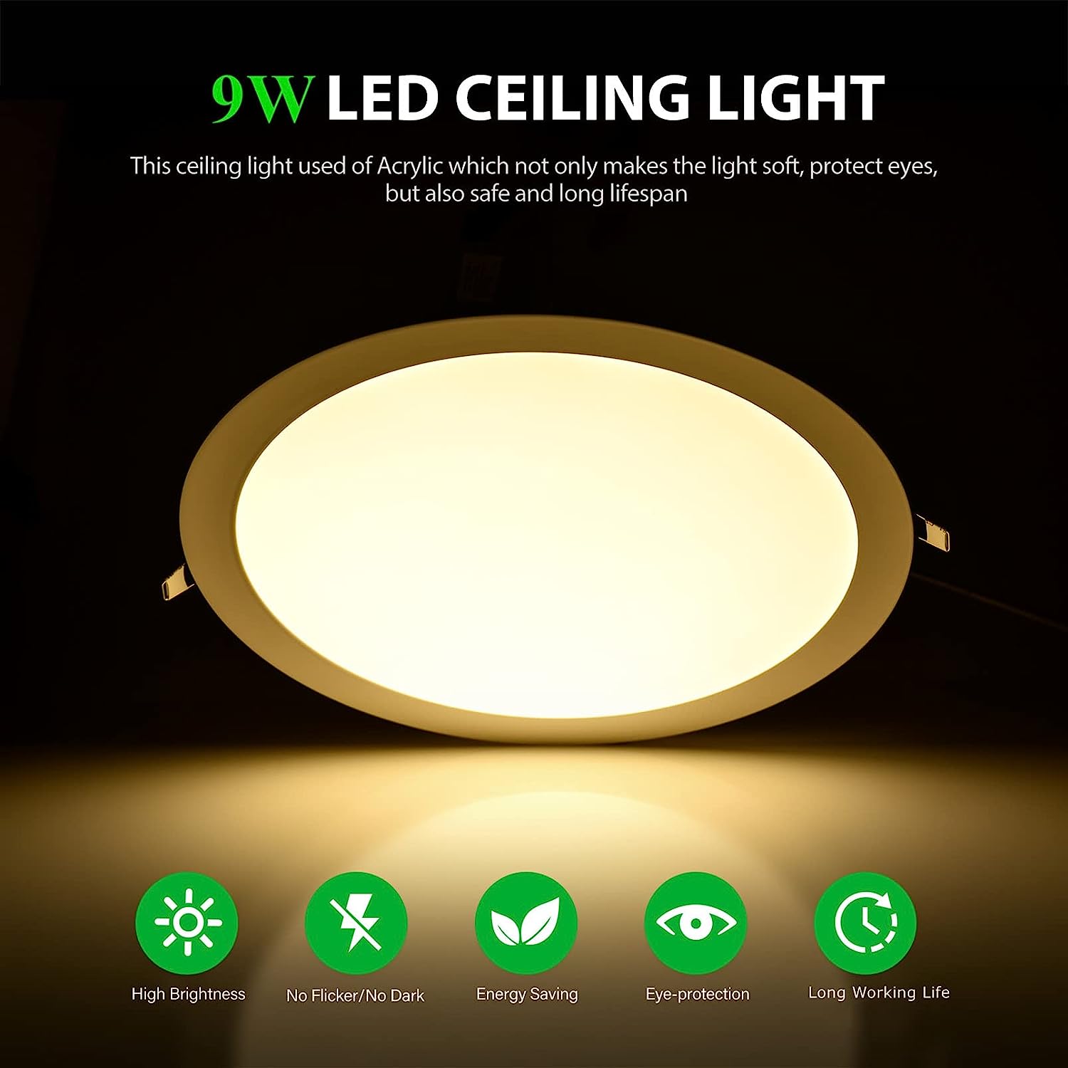 Set 2 bucati Plafoniera LED de tavan incastrata, 9W, 810LM, ultra ...