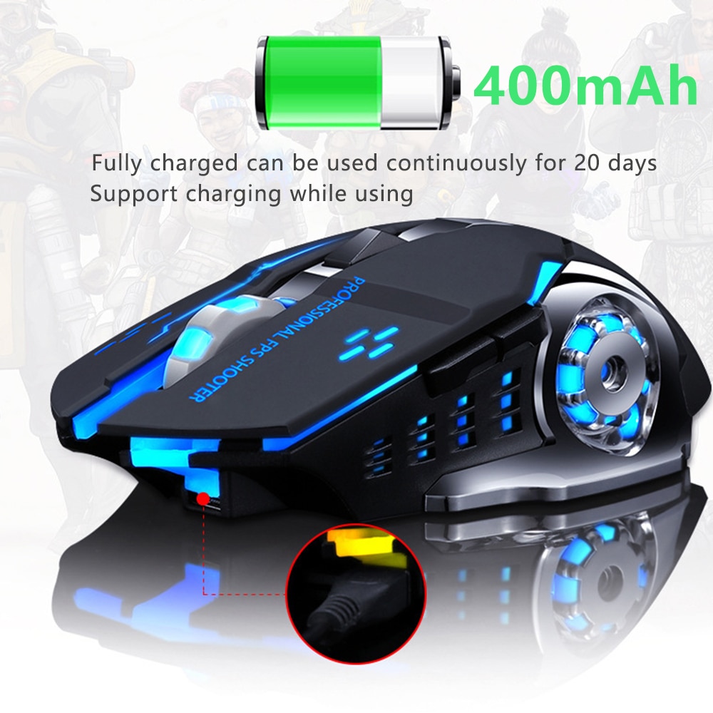 Mouse gaming wireless Fbirddek® T2, 7 efecte de iluminare, receptor USB ...