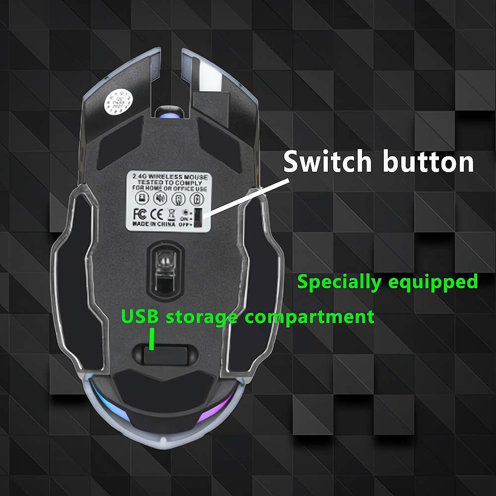 Mouse gaming wireless Fbirddek® T2, 7 efecte de iluminare, receptor USB ...