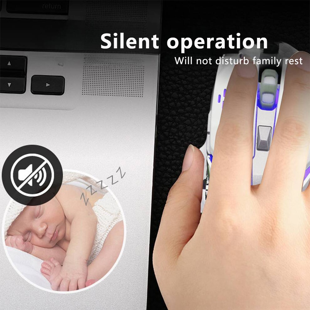 Mouse gaming wireless Fbirddek® T2, 7 efecte de iluminare, receptor USB ...