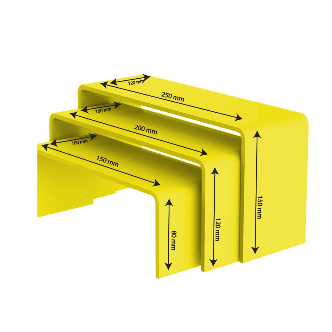 Set 3 standuri, plexiglas, stiplex, forma U, Galben - eMAG.ro