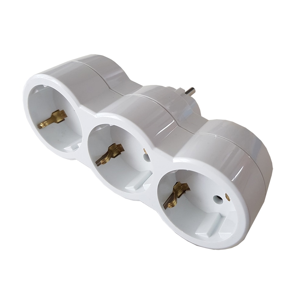 Adaptor priza TS04, 3 prize Schuko in linie, 16 A, alb - eMAG.ro