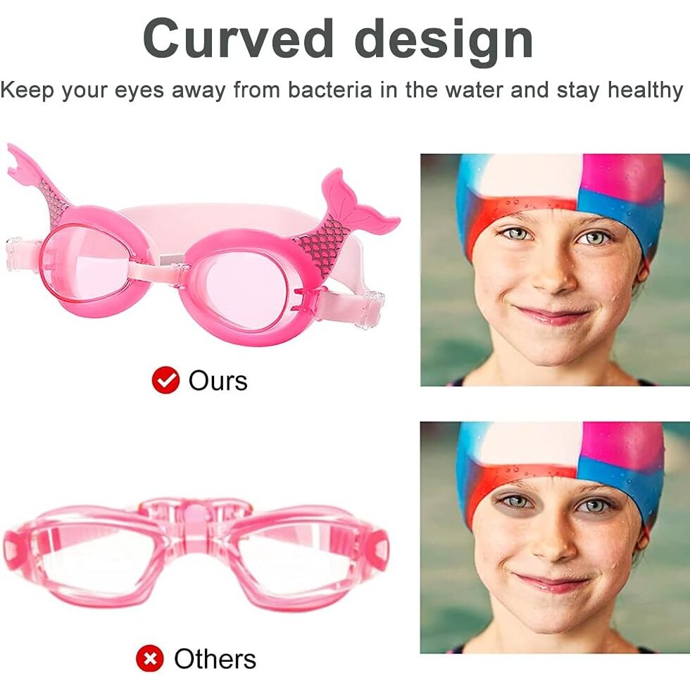Set ochelari de inot pentru copii + dopuri de urechi, Policarbonat ...