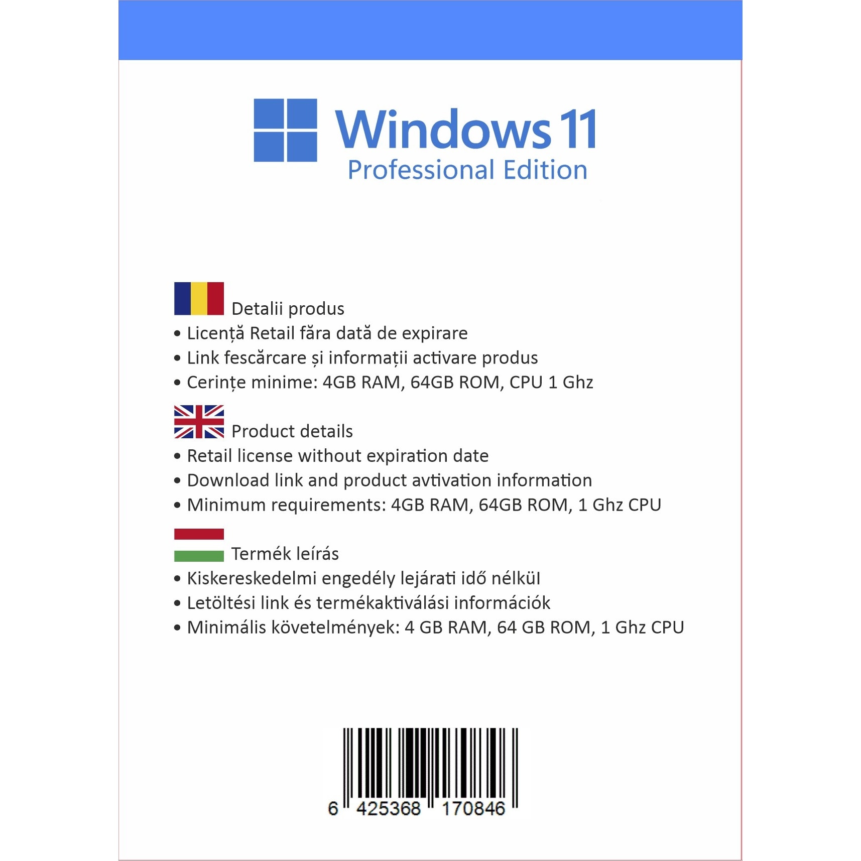 Licenta Microsoft Windows 11 Professional Retail - eMAG.ro