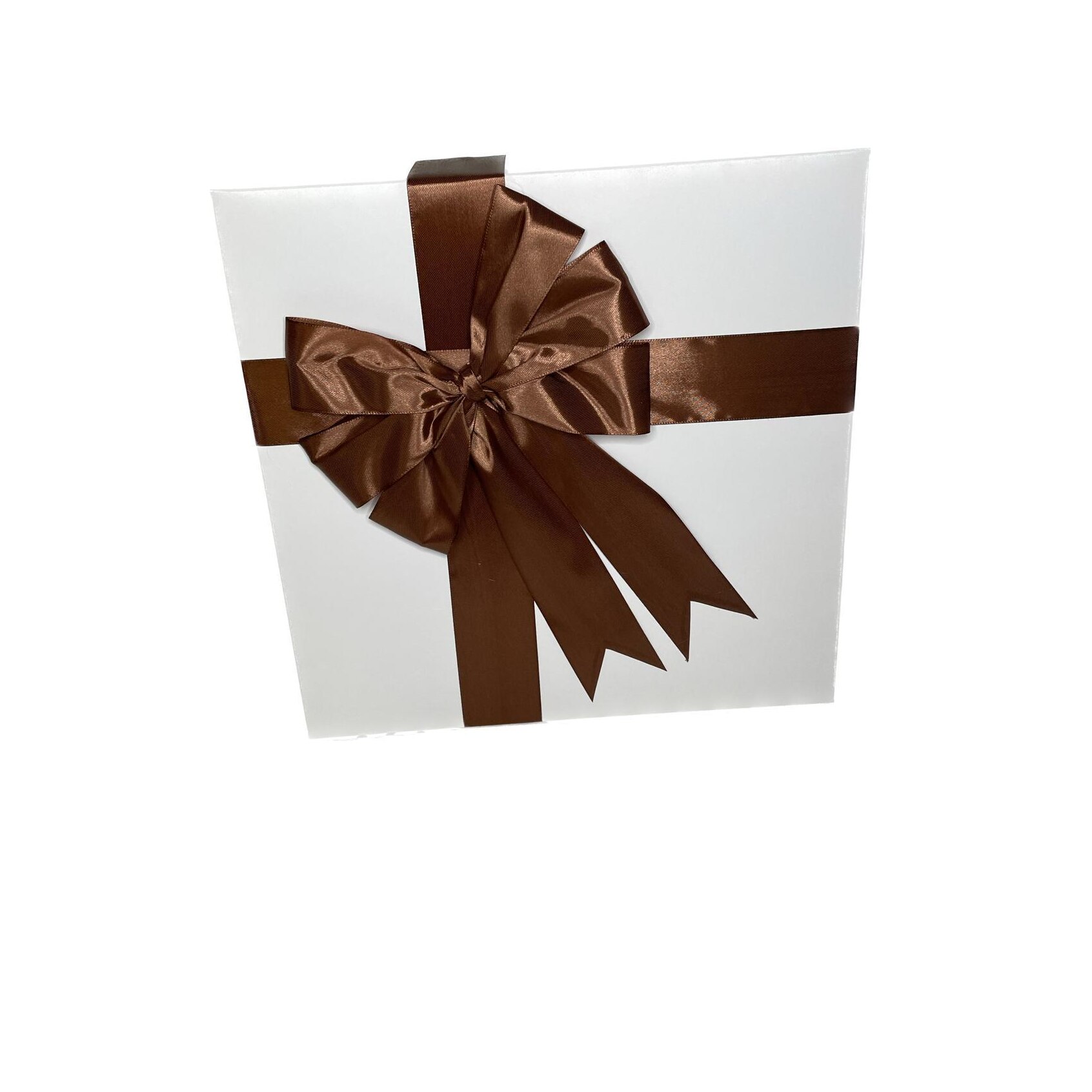 Cutie cadou, carton alb cu fundita maro, forma patrata, 31X31X13 cm ...