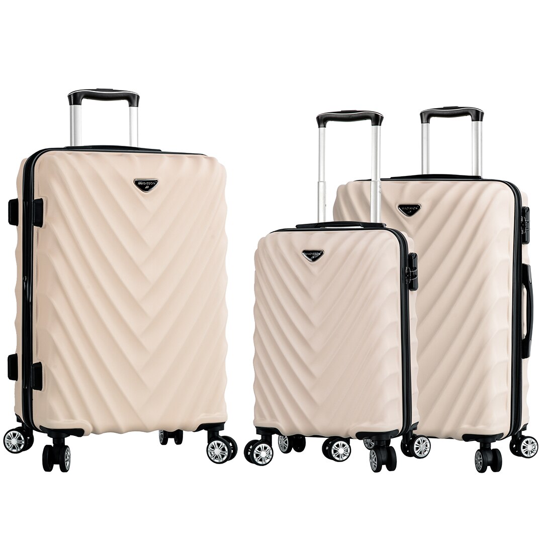 Set Trolere Madisson SW93503, ABS, 4 Roti Duble, 3 Piese, Alb/Milky ...