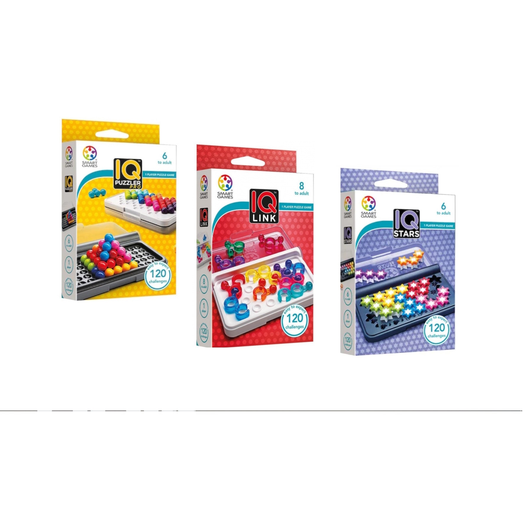 Set 3 jocuri Smart Games IQ-IQ Puzzler Pro +IQ Link+IQ Stars - eMAG.ro