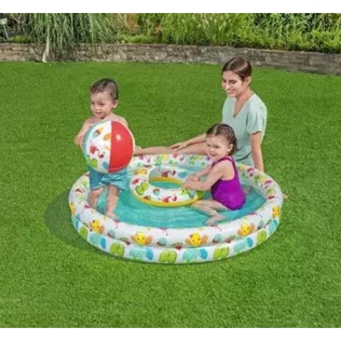 Set 3 in 1, piscina, colac si minge gonflabila, YLOTECH® 2 ani+ - eMAG.ro