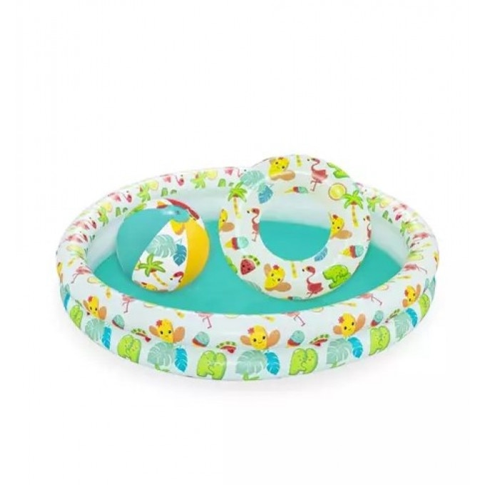 Set 3 in 1, piscina, colac si minge gonflabila, YLOTECH® 2 ani+ - eMAG.ro