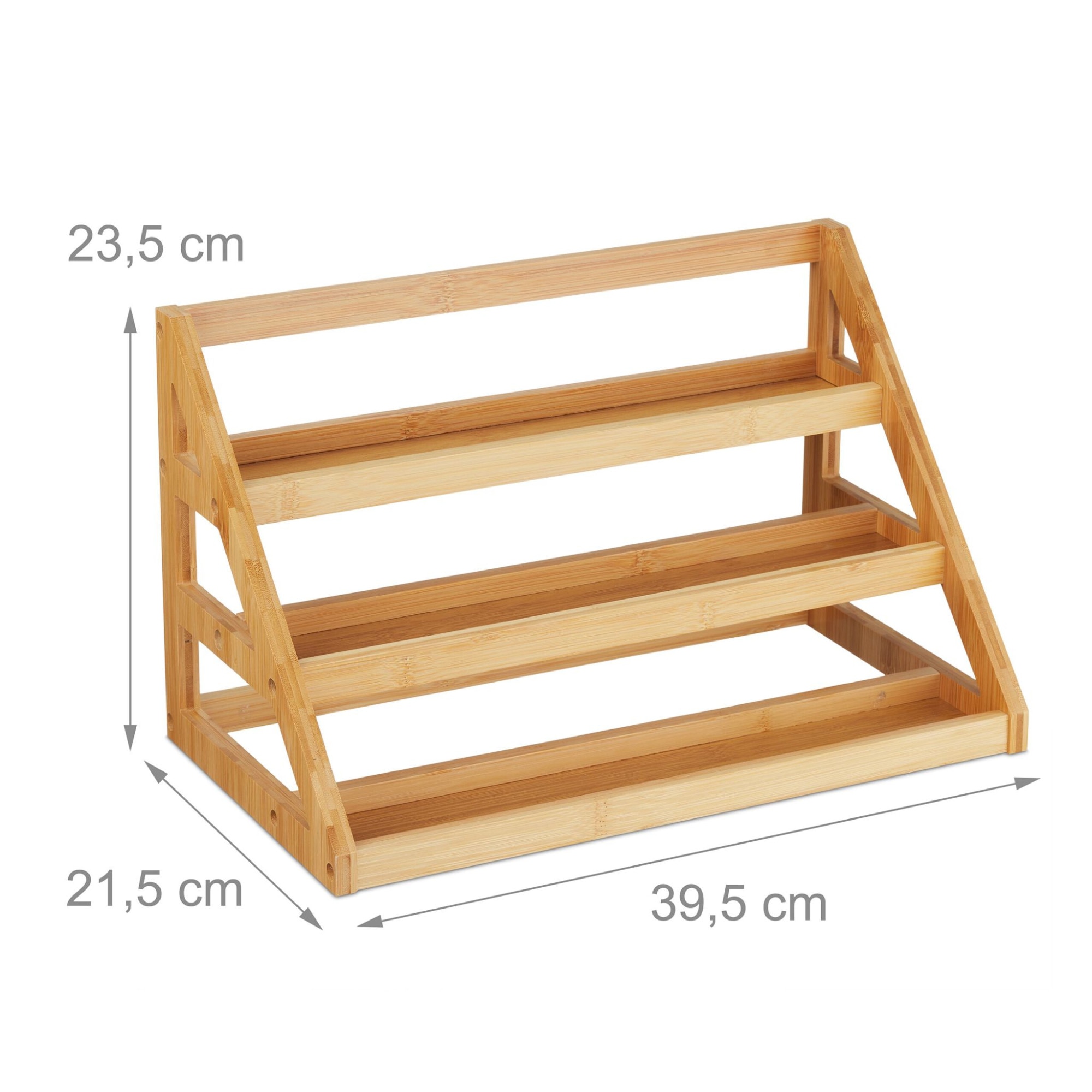 Raft pentru condimente, 3 polite, bambus, 23,5 x 39,5 x 21,5 cm, maro ...