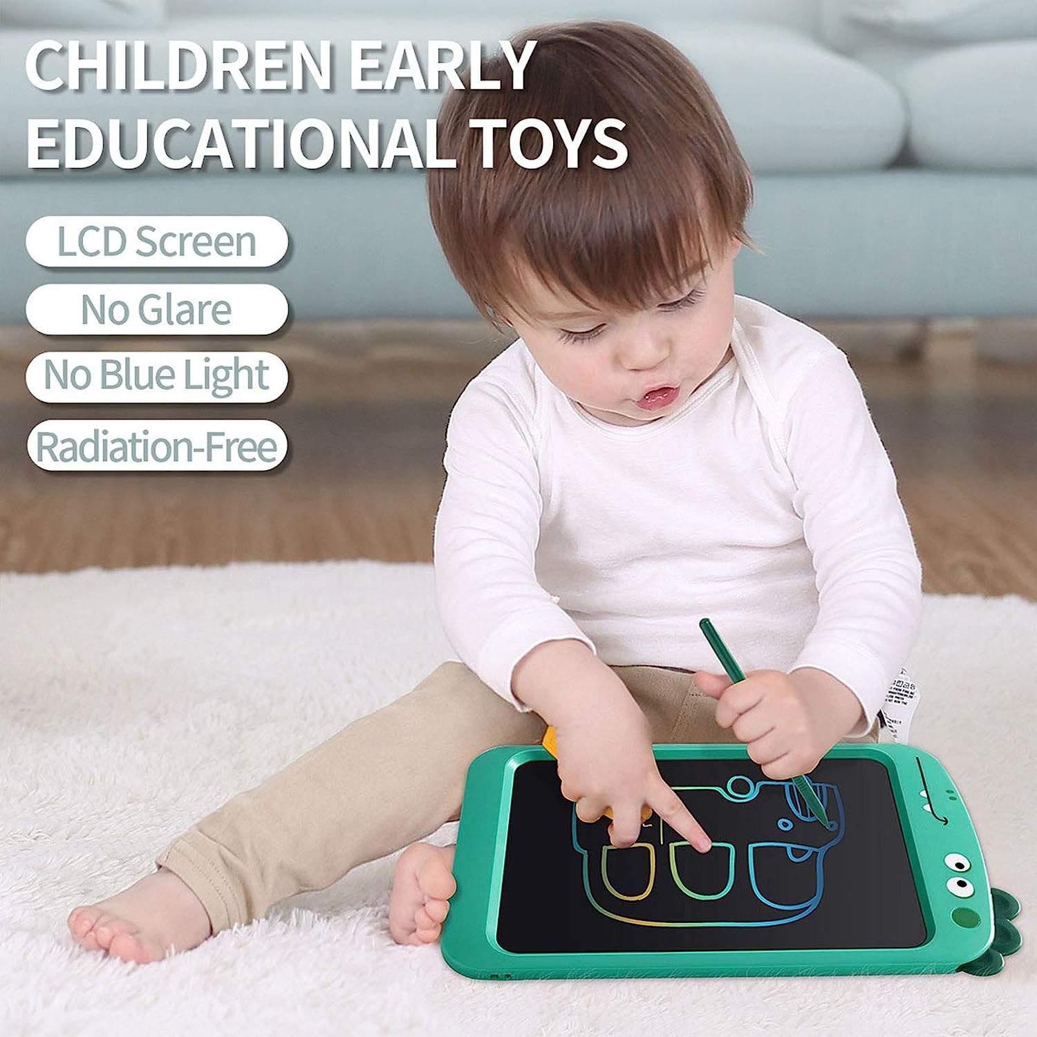 Tableta de desenat pentru copii, LCD, 10.5 inch, Verde - eMAG.ro