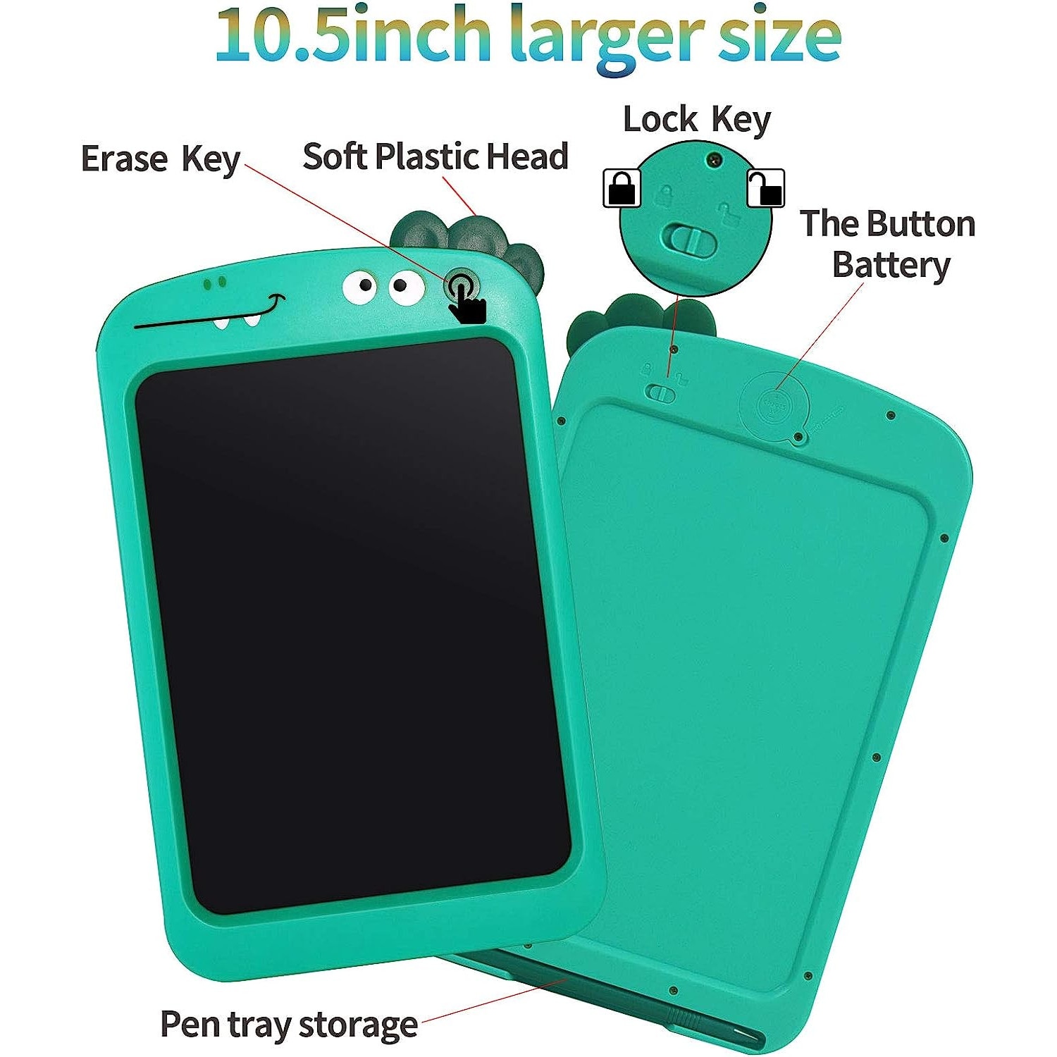 Tableta de desenat pentru copii, LCD, 10.5 inch, Verde - eMAG.ro