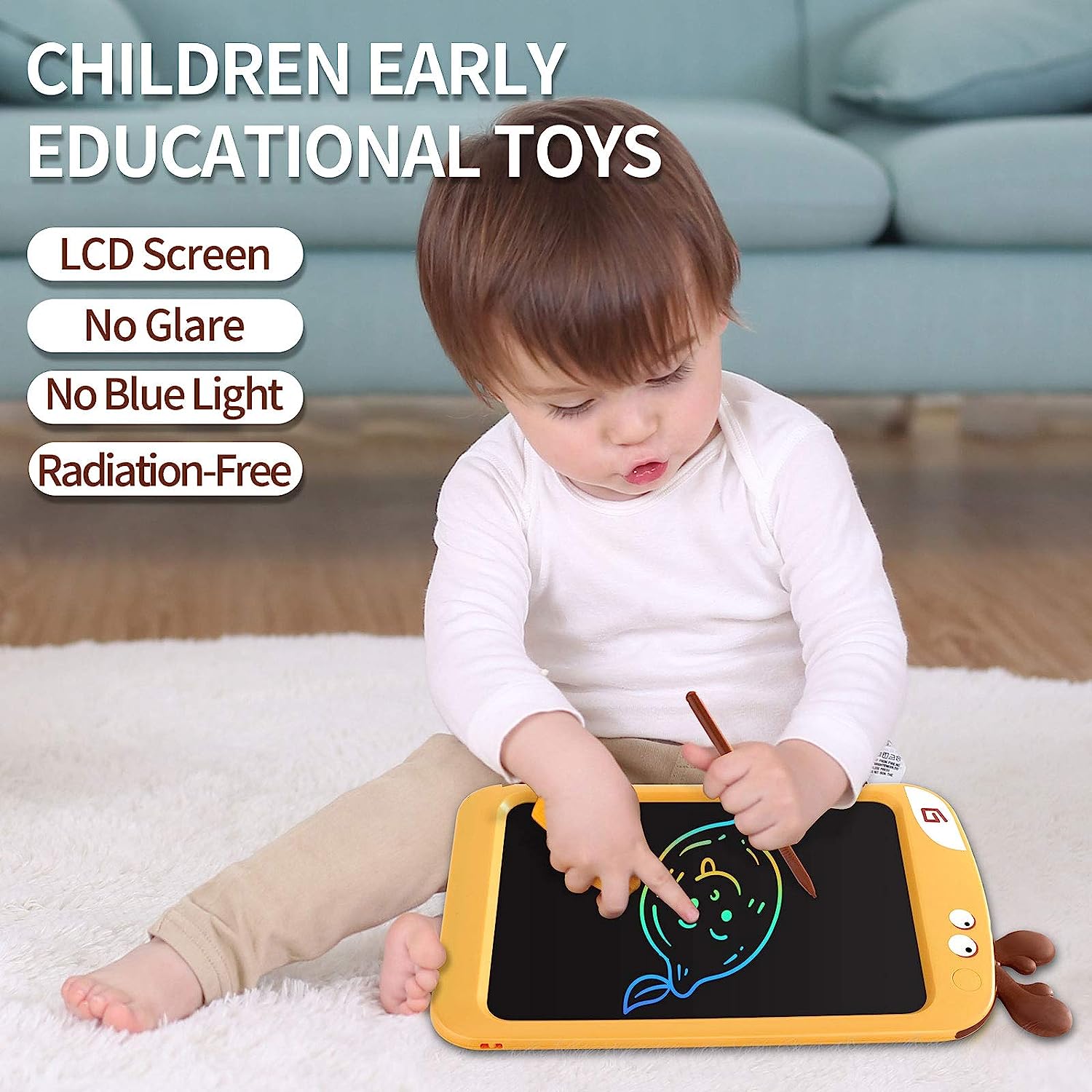 Tableta de desenat pentru copii, LCD, 10.5 inchi, Galben - eMAG.ro