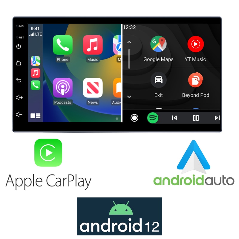 2DIN навигация LOONATIQ, Apple Carplay, Android Auto, Android 12, GPS ...