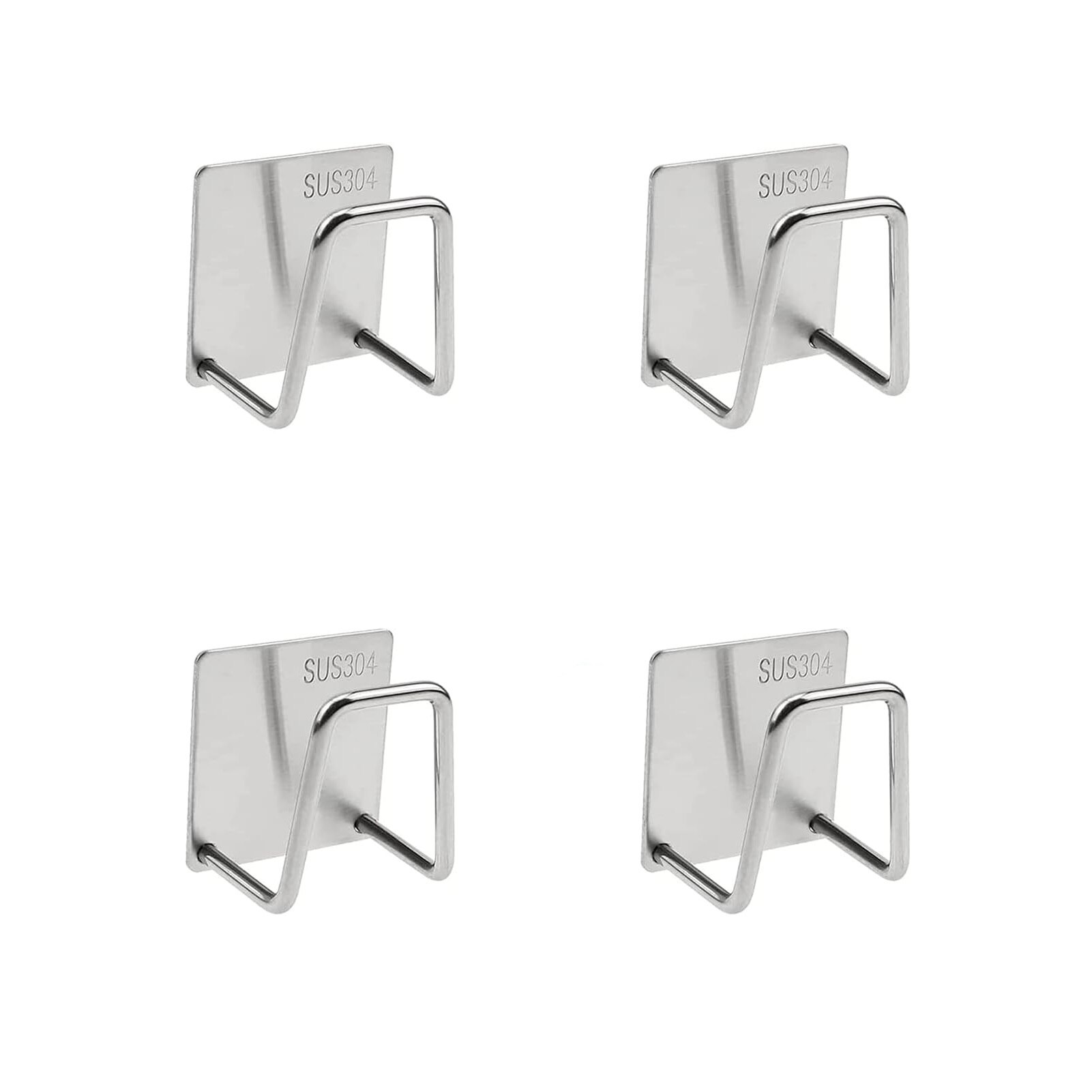 Set 4 carlige adezive, Inox, 5 x 5 x 3,7cm, Argintiu - eMAG.ro