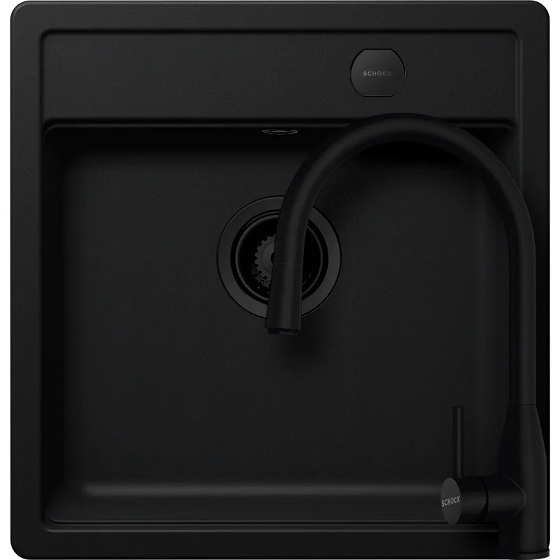 Kit chiuveta bucatarie Schock Mono N-100S 490 x 510 mm Cristadur Puro, negru intens cu bucatarie ...